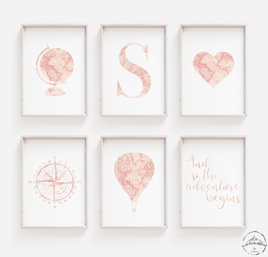 Blush Pink Nursery Wall Art, Letter Print Nursery, Personalized Nursery ...