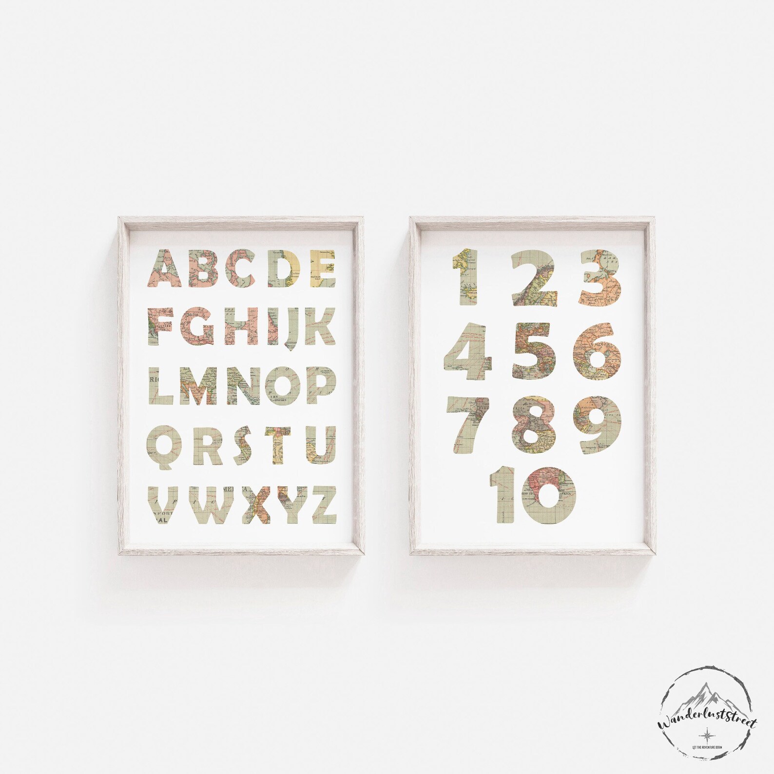 Alphabet and Numbers Prints, Letters & Numbers Art, Kids Bedroom Decor ...