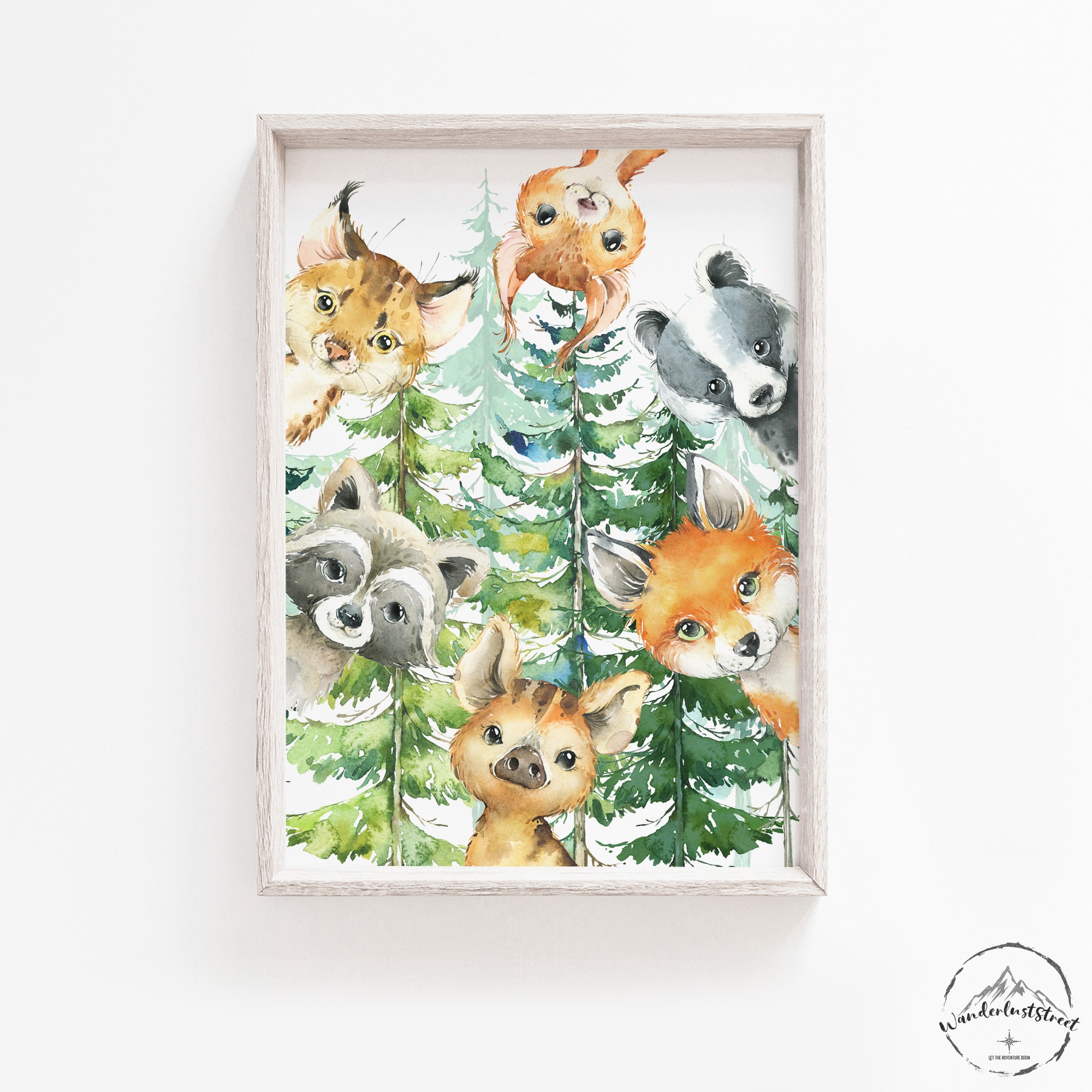 Woodland Animal Wall Art Animal Nursery Prints Woodland | Etsy