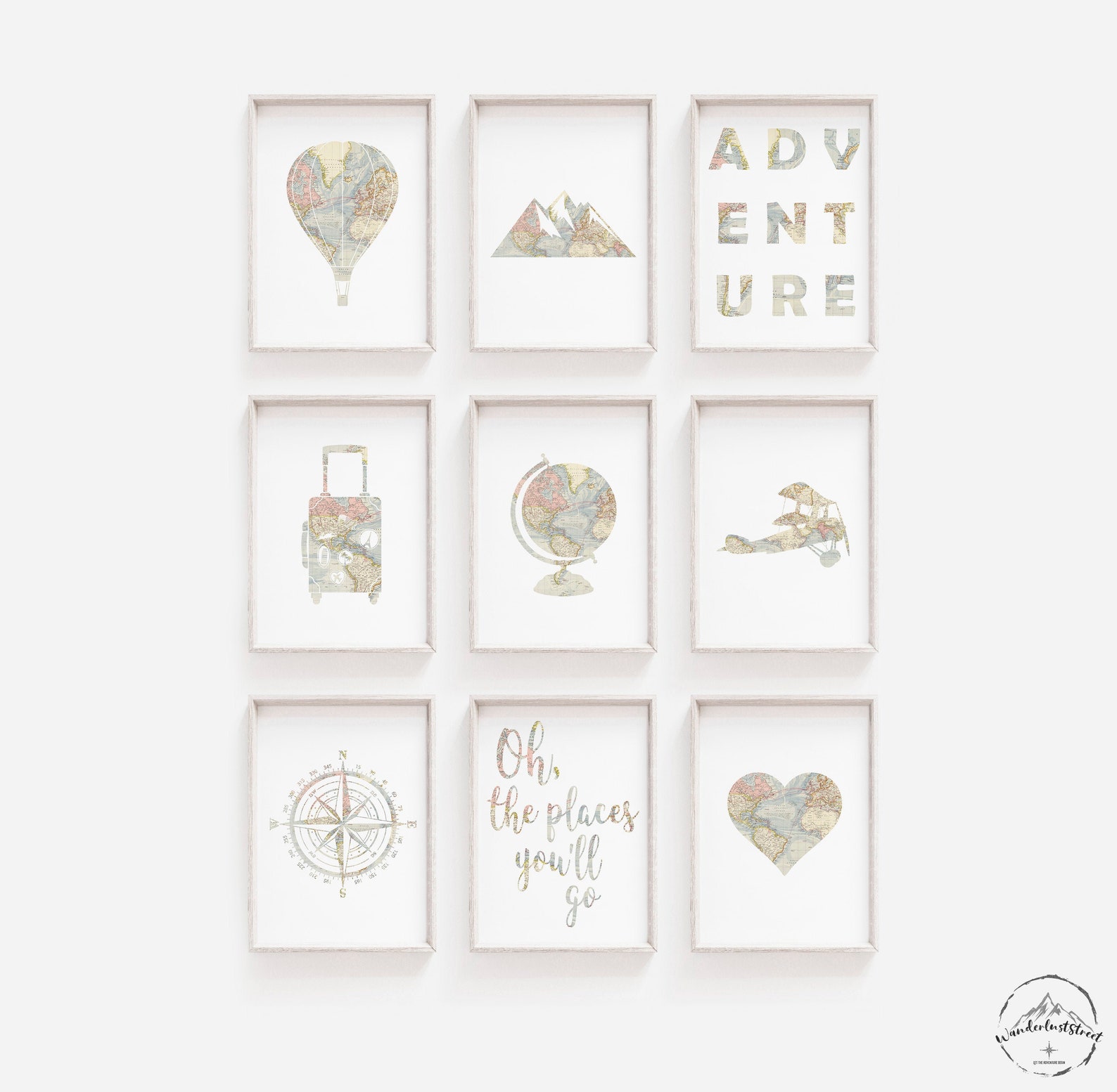 Wanderlust Nursery Wall Art Travel Theme Bedroom Decor Teen | Etsy