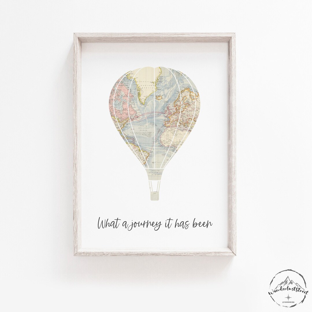 Hot Air Balloon Wall Art, Travel Map Print, World Map Wall Art ...