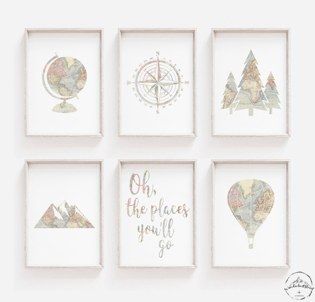 Travel Nursery Wall Art, Adventure Theme Decor, Outdoors Bedroom Deco ...