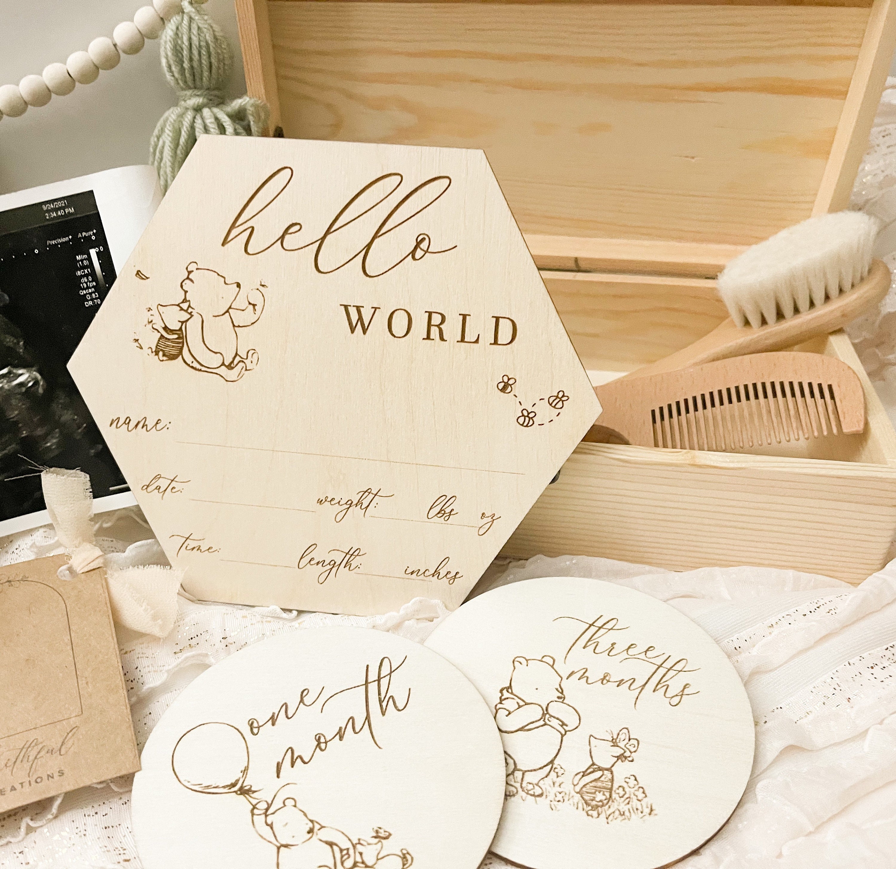 Winnie the Pooh Birth Announcement hello World - Etsy