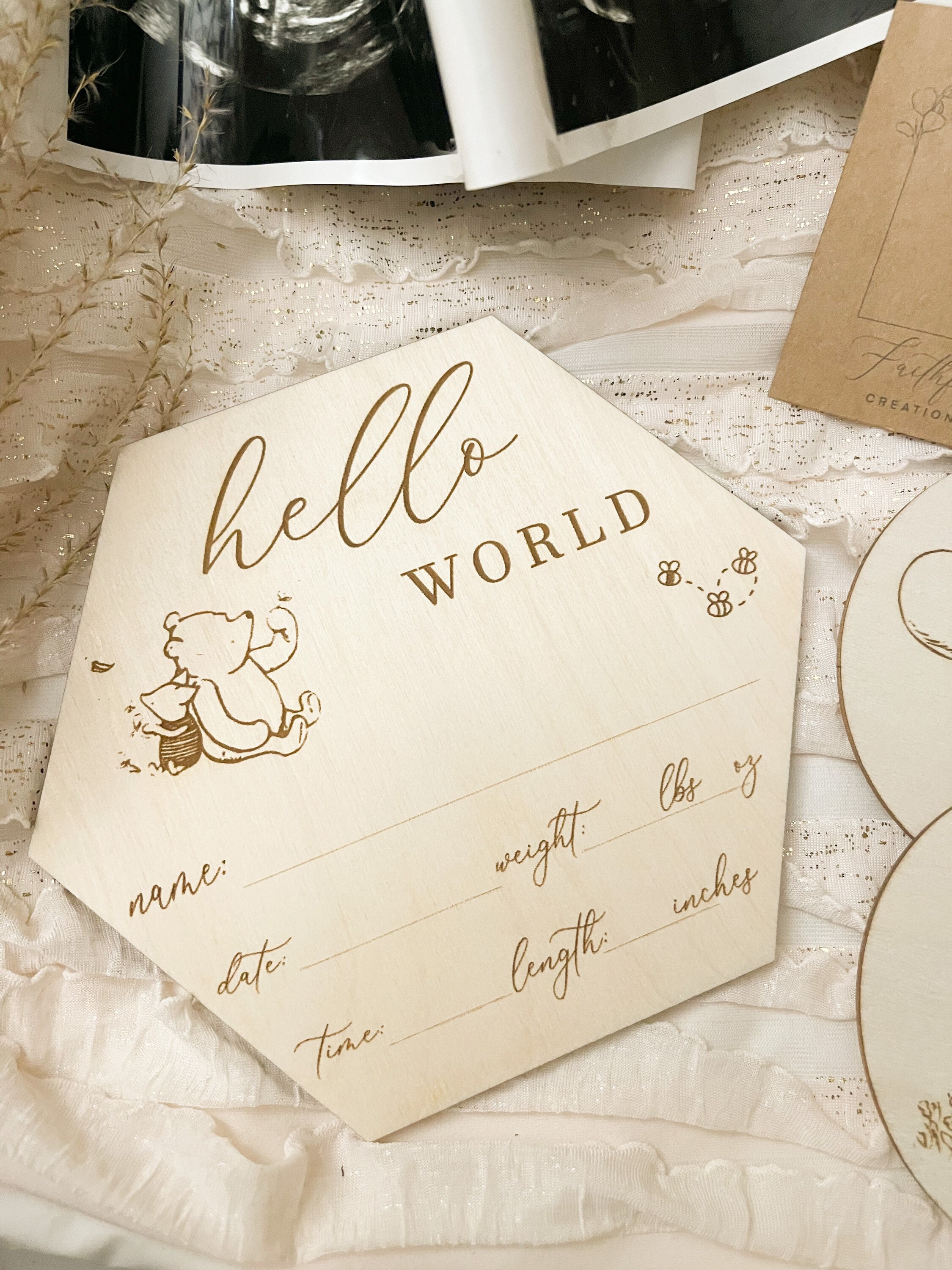 Winnie the Pooh Birth Announcement hello World - Etsy