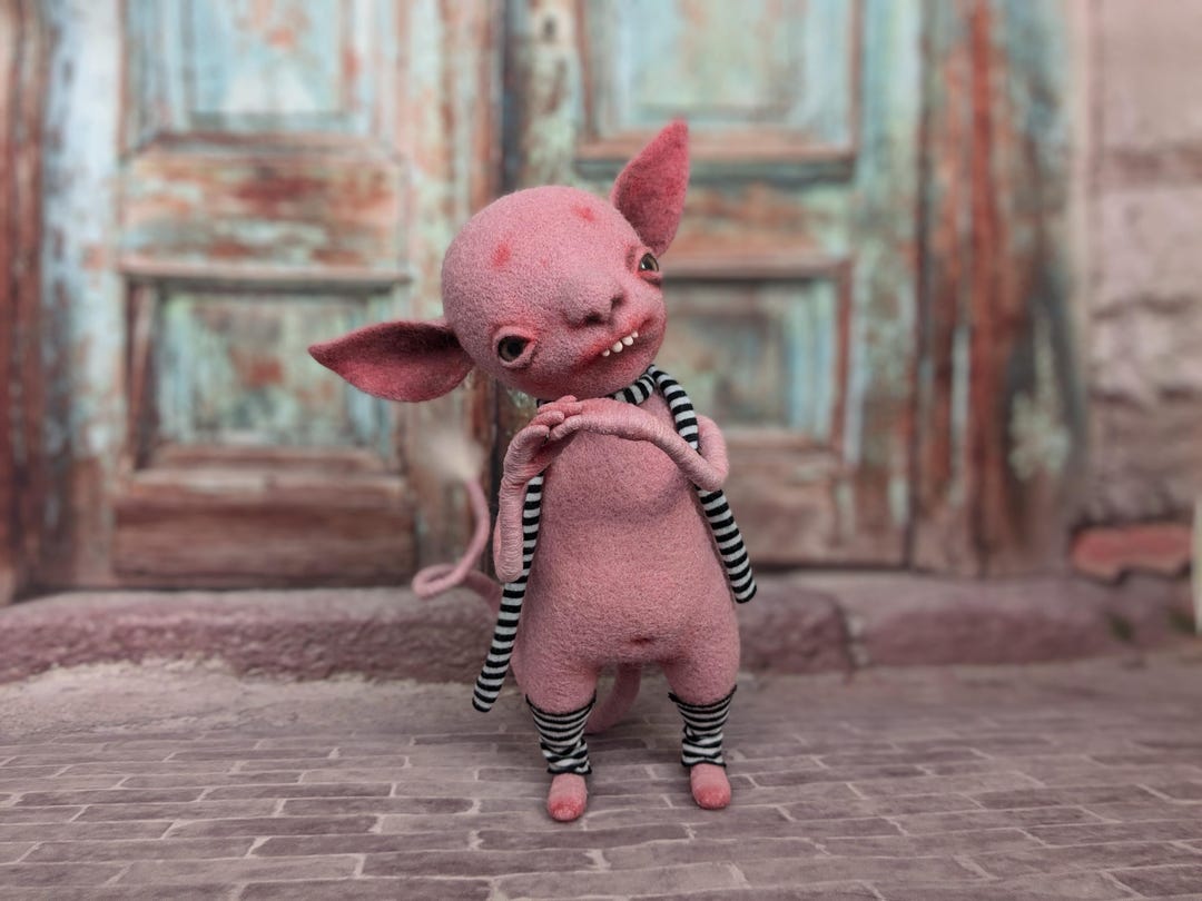 Needle Felted Creepy Doll/ Pink Ogre/ Felted Monster/ Forest Troll ...