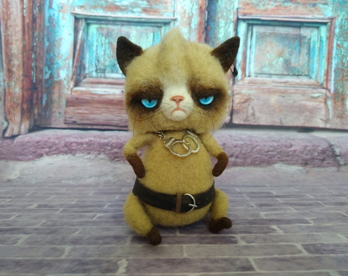 Grumpy Cat Toy/ Needle Felted Cat/ Sad Eyes/ Freedom Cat/ Sad - Etsy
