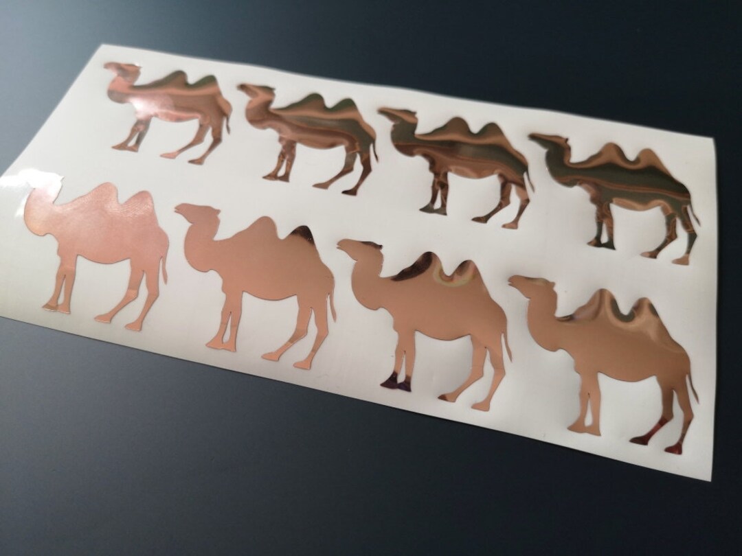 20 Rose Gold Camel Stickers, Camel Decals, Gold Foil Camels, Rose Gold ...