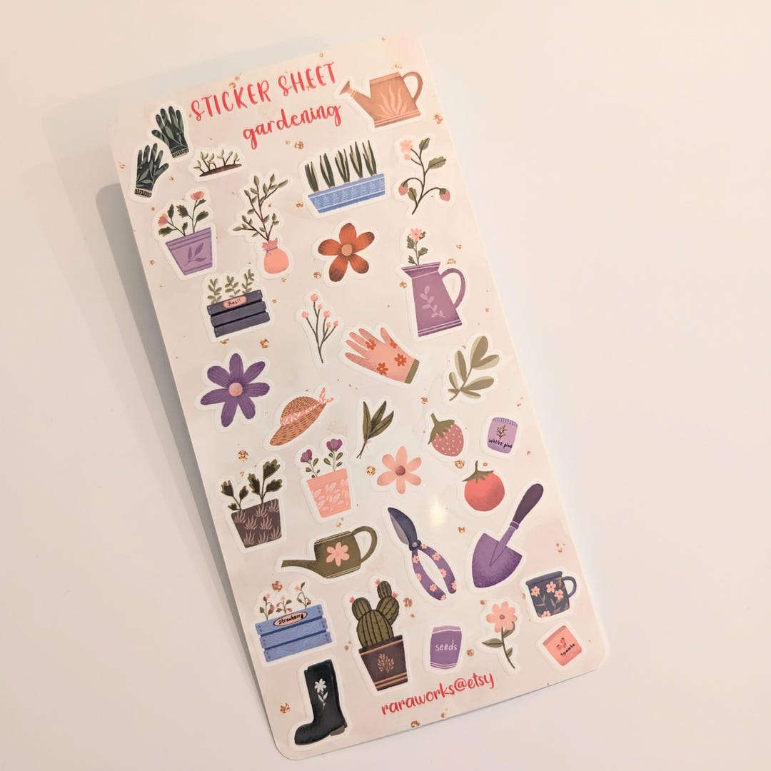Sticker Sheet Gardening, Spring Aesthetic Journal or Calendar Planner ...