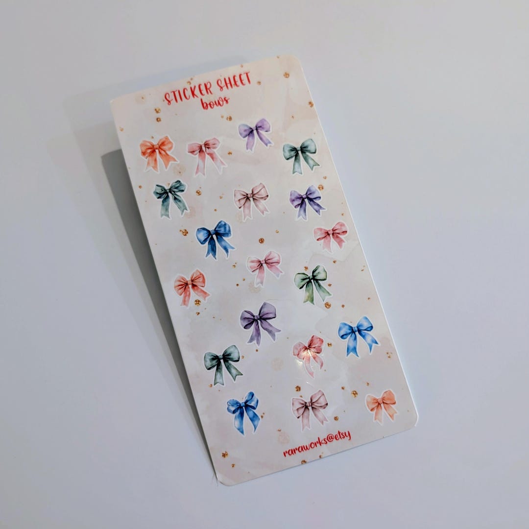 Sticker Sheet of Bows, Aesthetic Ribbons, Journal or Calendar Planner ...