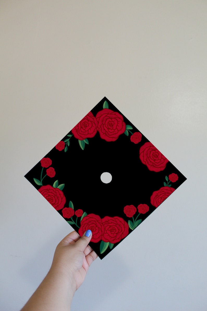 Roses Grad Cap // Digital Print Grad Cap Topper | Etsy