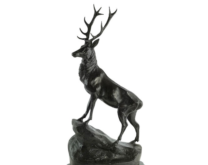 Large Bronze Deer Sculpture Bronze Stag Statue Animal Art Figurine ...