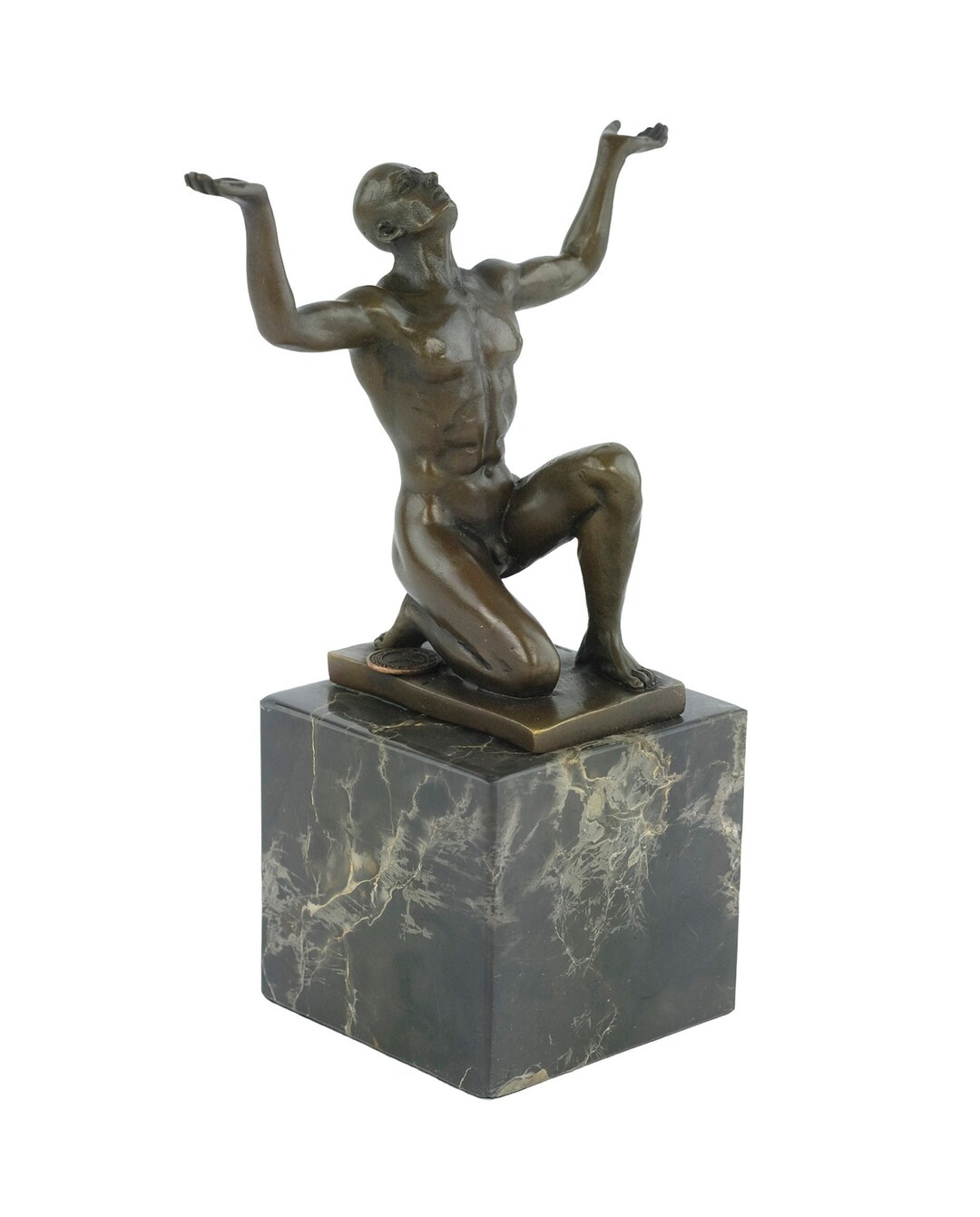 Bronze Kneeling Adonis Sculpture Male Figurine Art Statue - Etsy