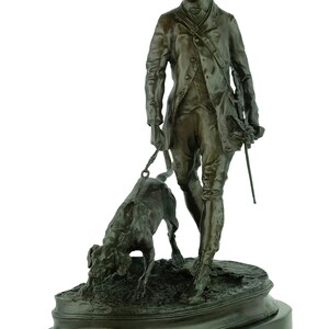 Large Bronze Sculpture of a Hunter With Hound Bronze Hunting Sculpture ...