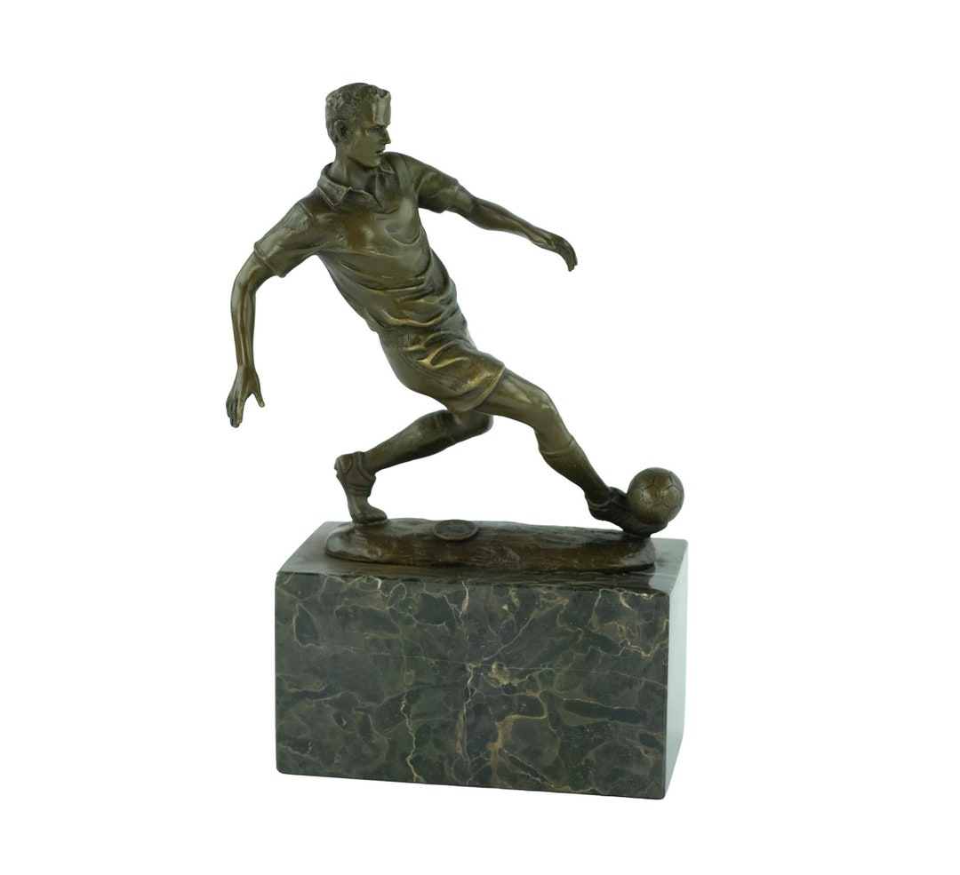 Bronze Football Player Sculpture Bronze Sport Statue Soccer Figurine ...