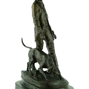 Large Bronze Sculpture of a Hunter With Hound Bronze Hunting Sculpture ...