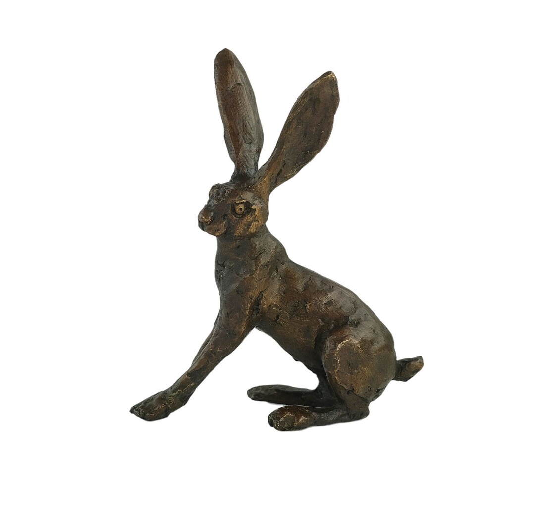 Bronze Sculpture of a Sitting Hare Animal Art Statue Bronze Hare Statue ...