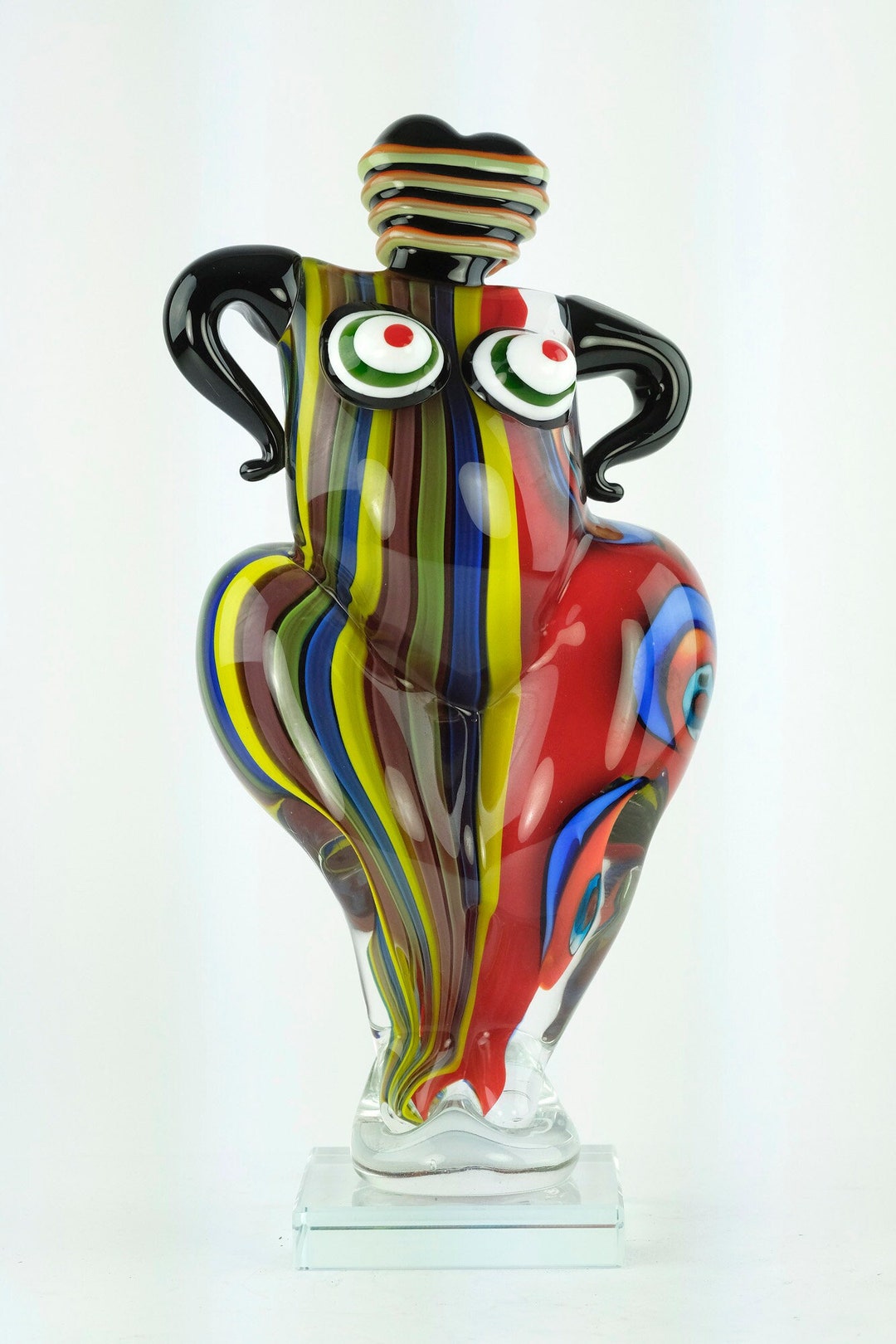 Murano Glass Sculpture of a Voluptuous Female Dancer Colourful Glass ...