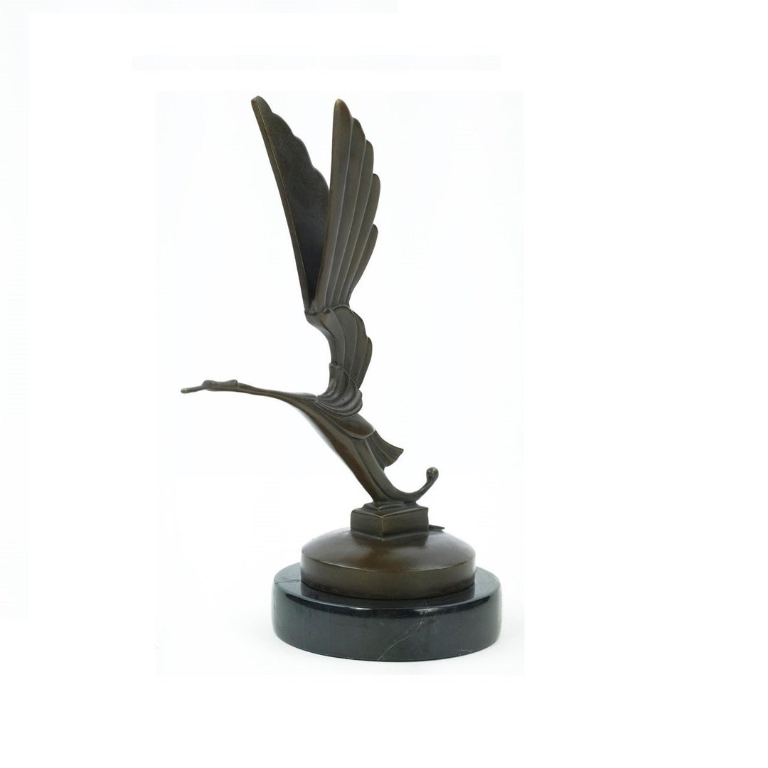 Bronze Stork Sculpture Art Deco Car Mascot Bronze Stork Figurine Flying ...