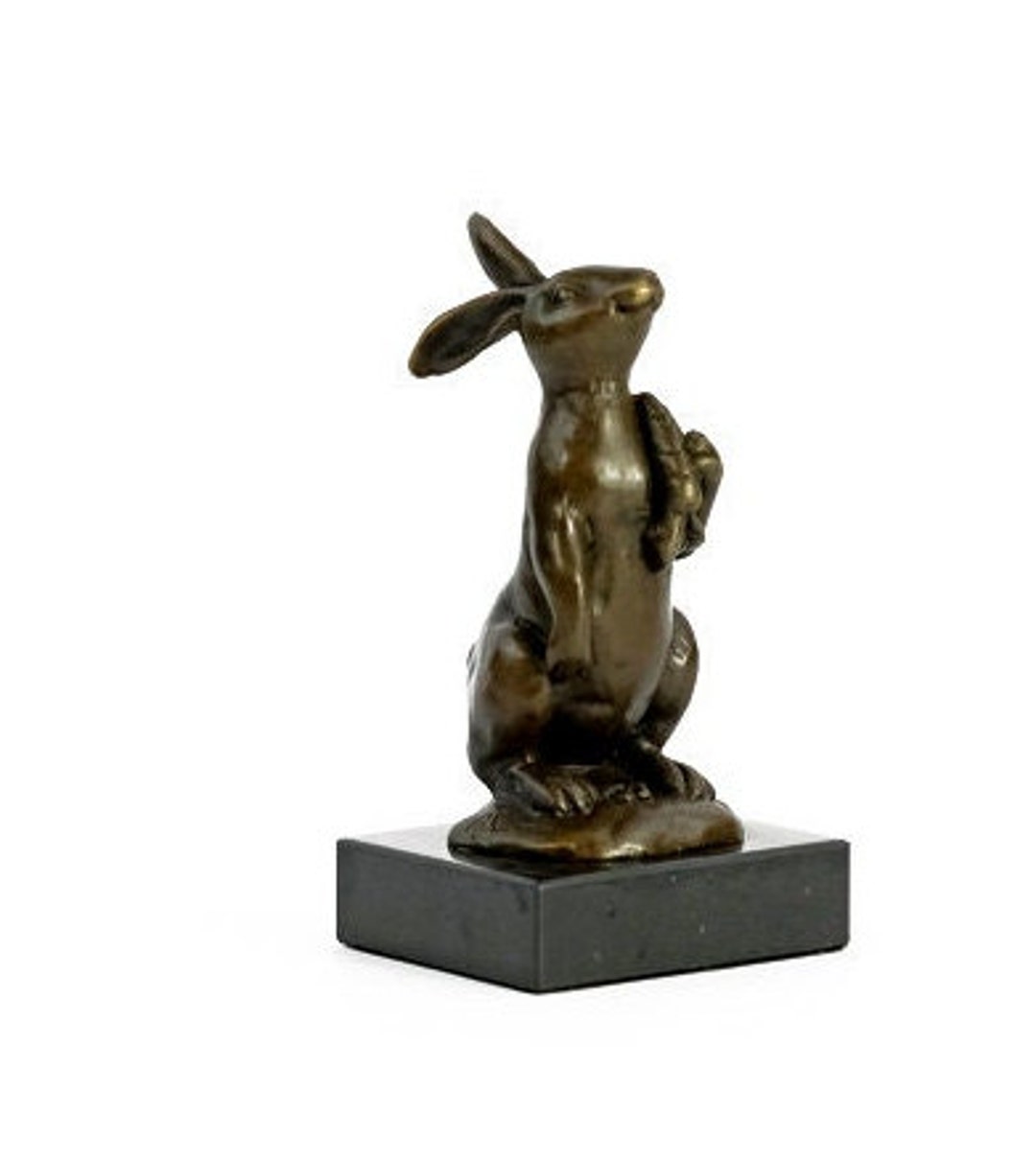 Bronze Bunny With Carrot Figurine Bronze Bunny Statue Easter Bunny ...