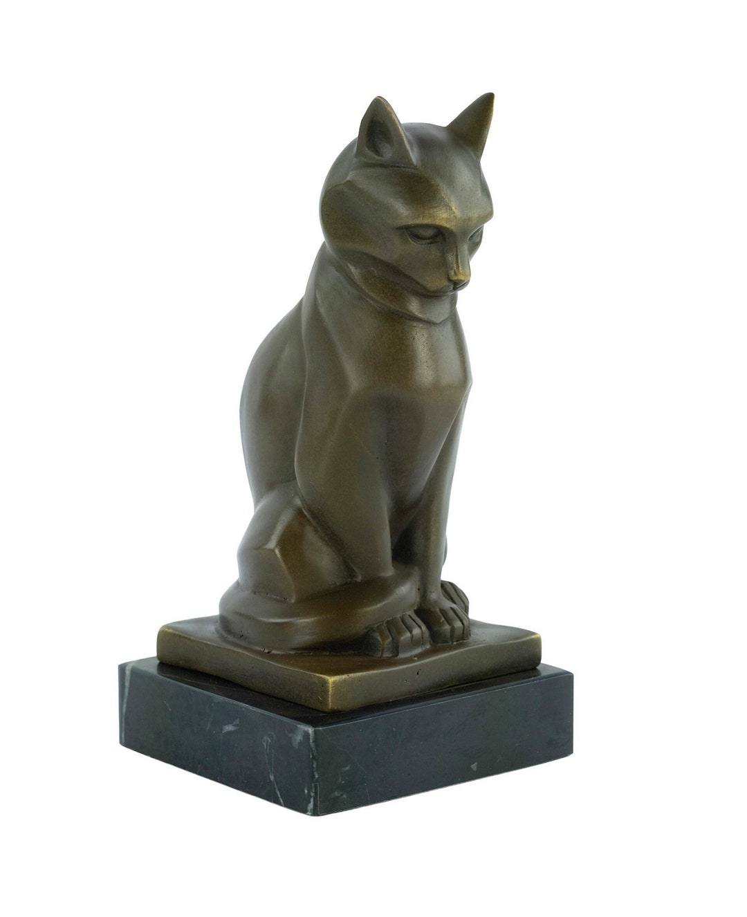 Bronze Cat Statue Animal Art Figurine Cubist Cat Sculpture Altorf Art ...