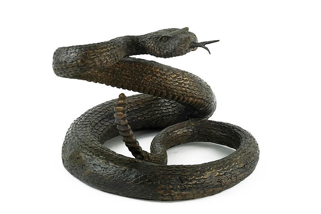Bronze Rattlesnake Sculpture Animal Art Figurine Bronze Snake Statue ...