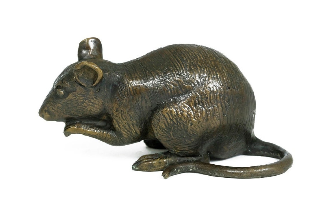 Bronze Mouse Sculpture Animal Art Figurine Mouse Statue Mouse Gift Cute ...