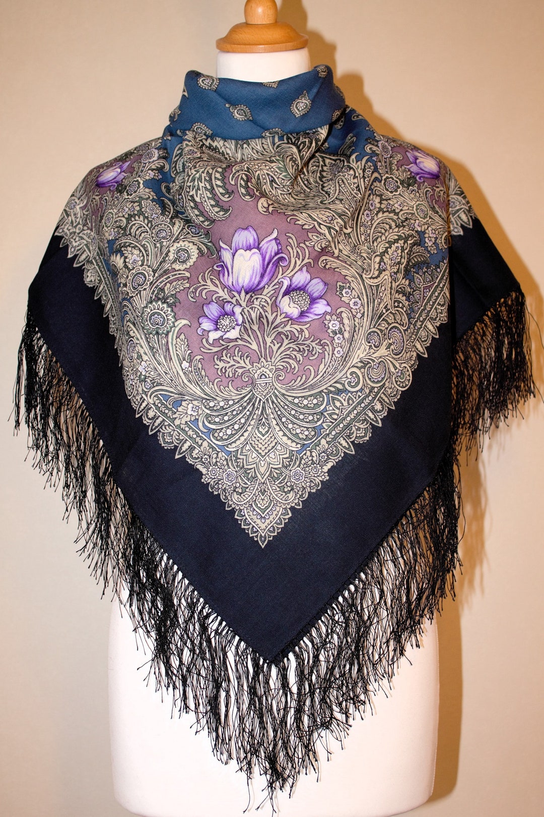 NEW WITH TAGS! Authentic Original Pavlovo Posad Shawl 100% Wool Scarf ...