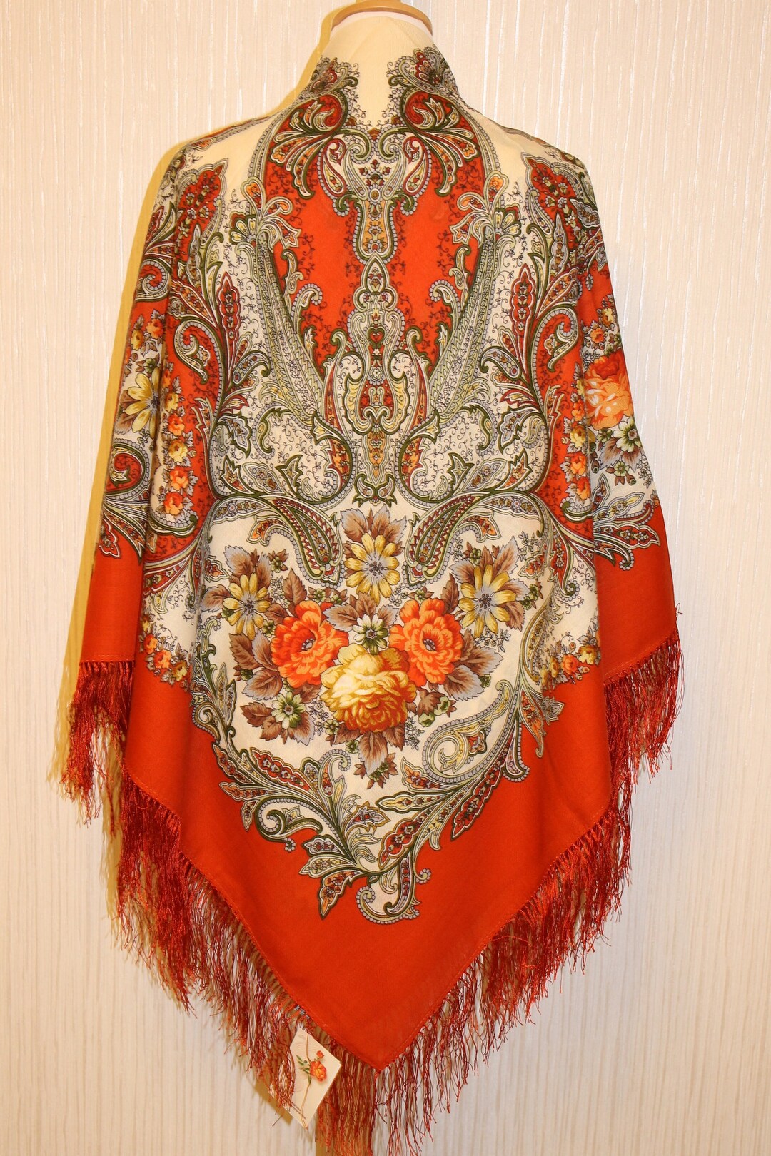 NEW WITH TAGS! Luxury Authentic Original Pavlovo Posad Shawl 100% Wool ...