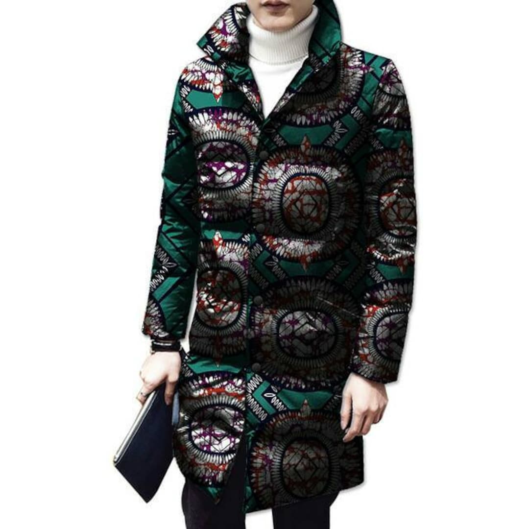 Long African Print Winter Jacket, African Men's Clothing, Made to Order ...