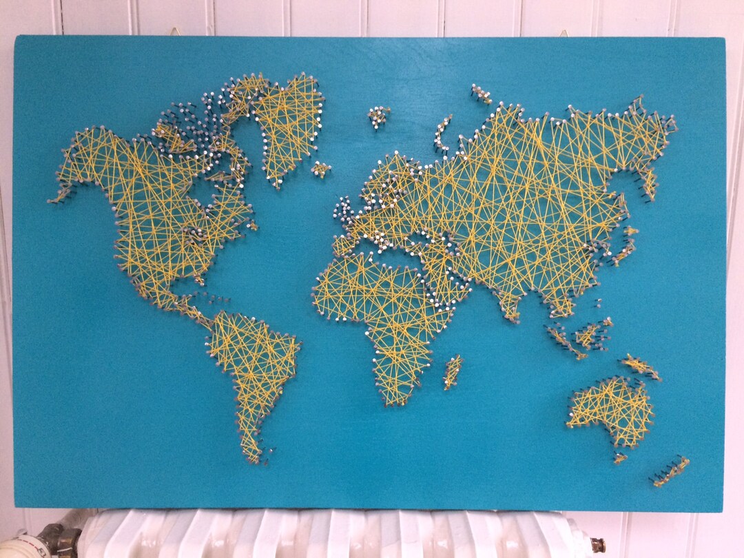 String Art World Map Painting - Etsy UK