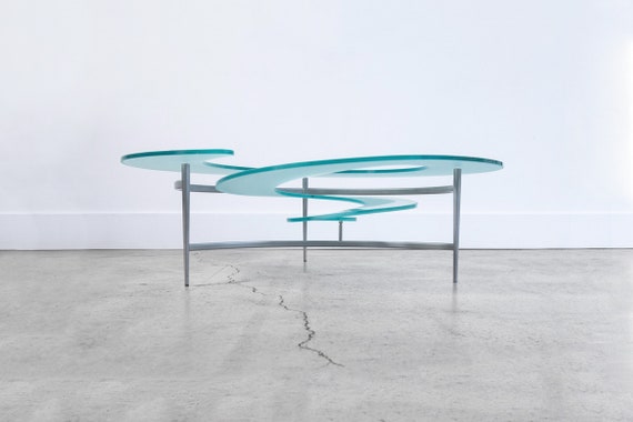 Glass spiral coffee table store