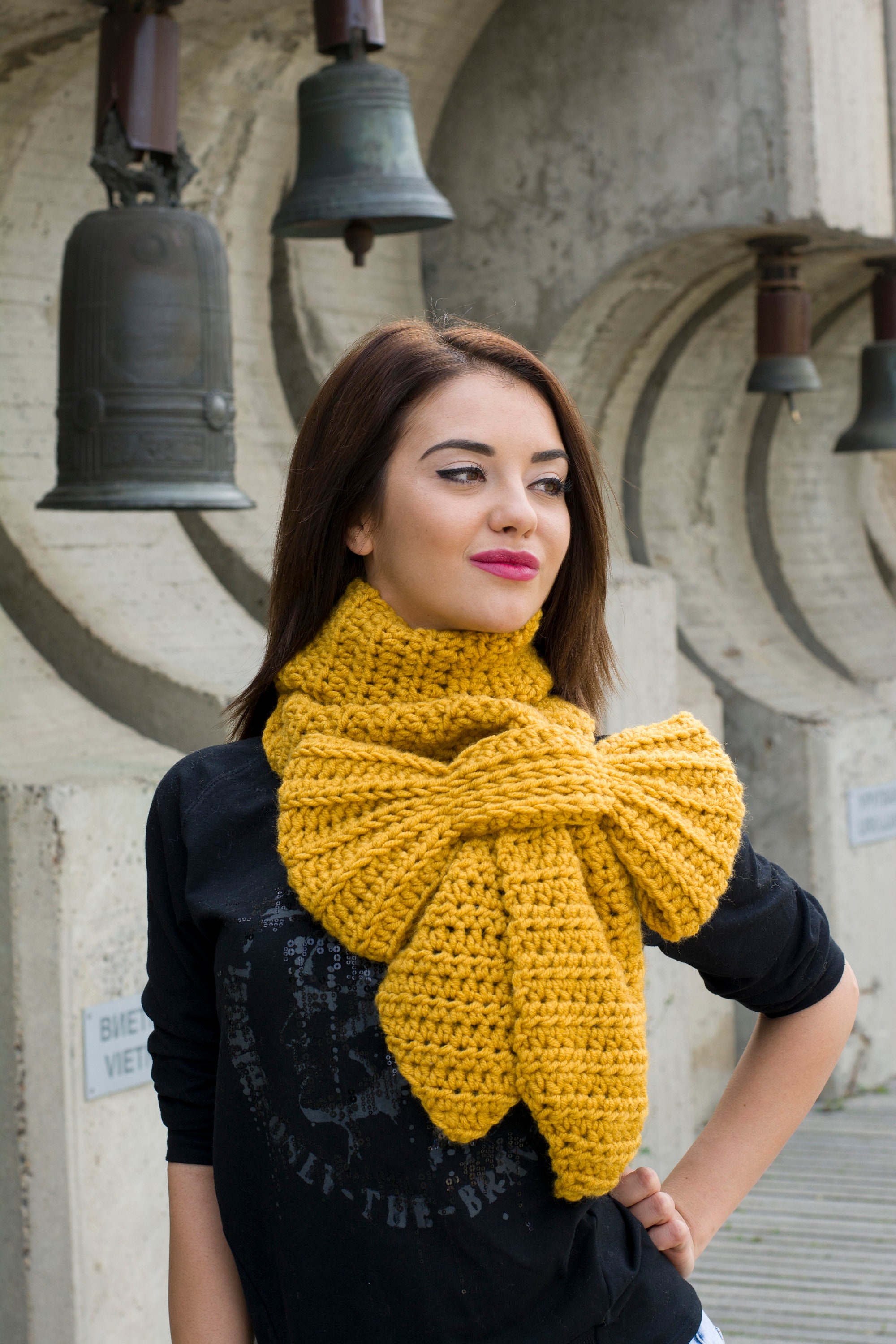 The Kaelah Scarf Easy Crochet Pattern Chunky PDF Bow Scarf Design DIY ...