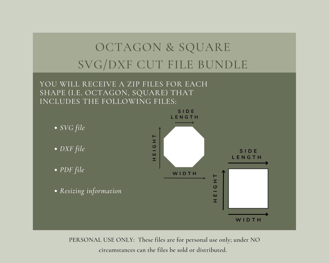 Octagon & Square Cut File Bundle: SVG, DXF for Cricut or Silhouette ...