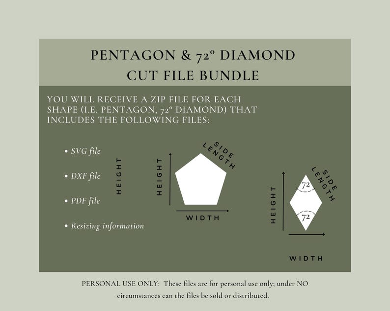 Pentagon and 72 Degree Diamond SVG DXF Cut File Bundle L Cricut L ...