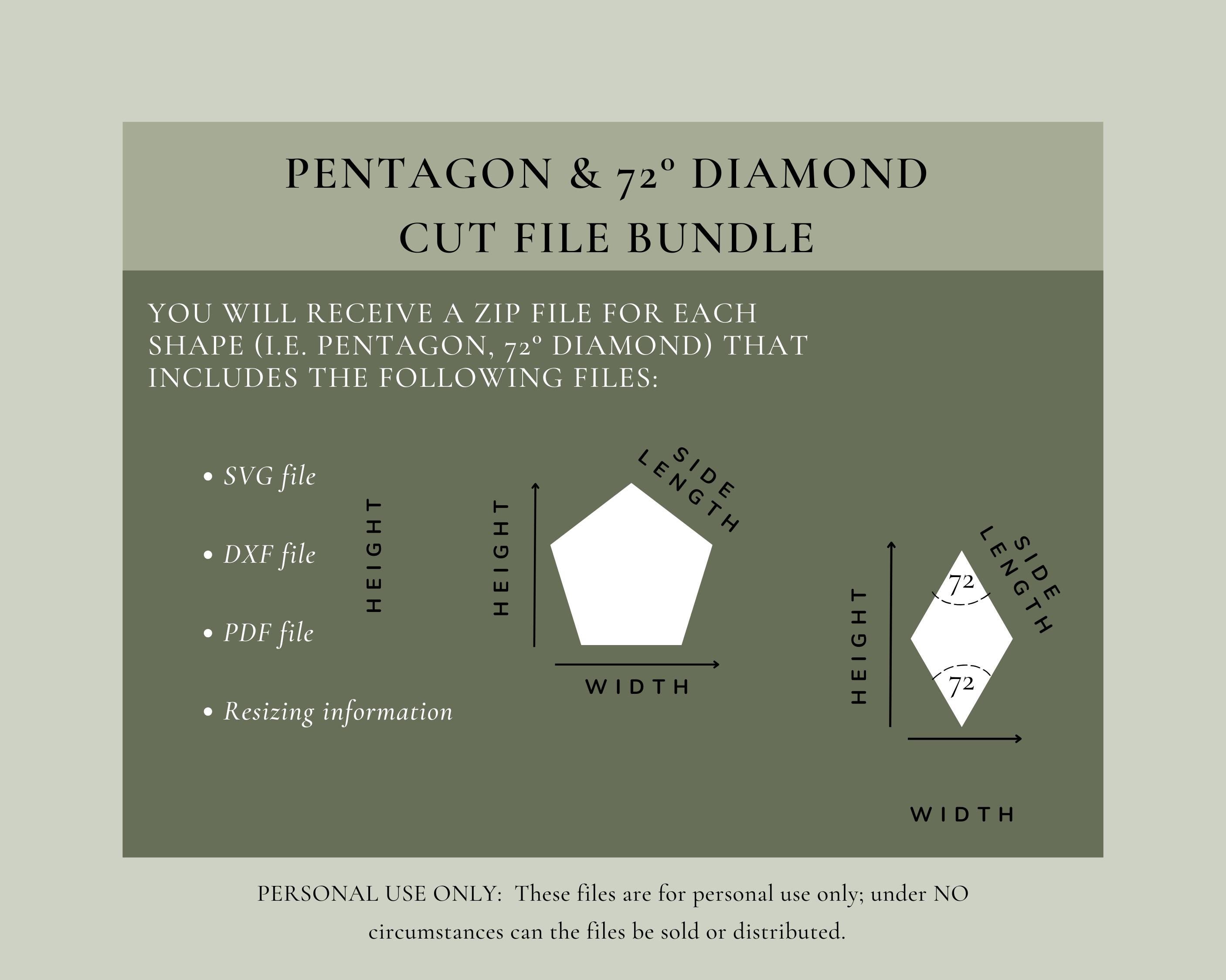 Pentagon and 72 Degree Diamond SVG DXF Cut File Bundle L Cricut L ...