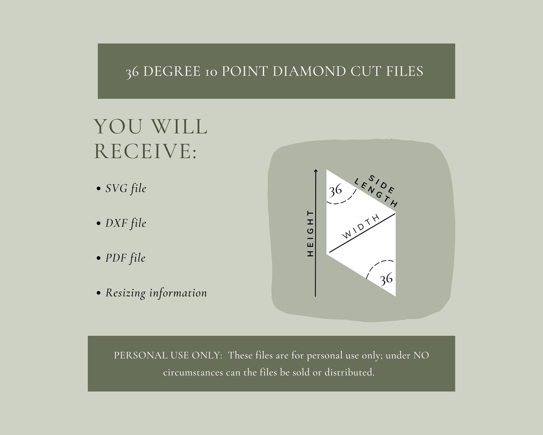 36 Degree Diamond Cut File: SVG DXF for Cricut or Silhouette (digital ...