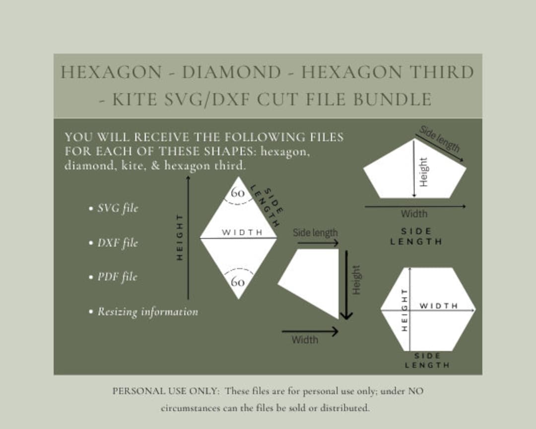 Hexagon, Diamond, Kite & Hexagon Third SVG DXF Cut File Bundle L Cricut ...