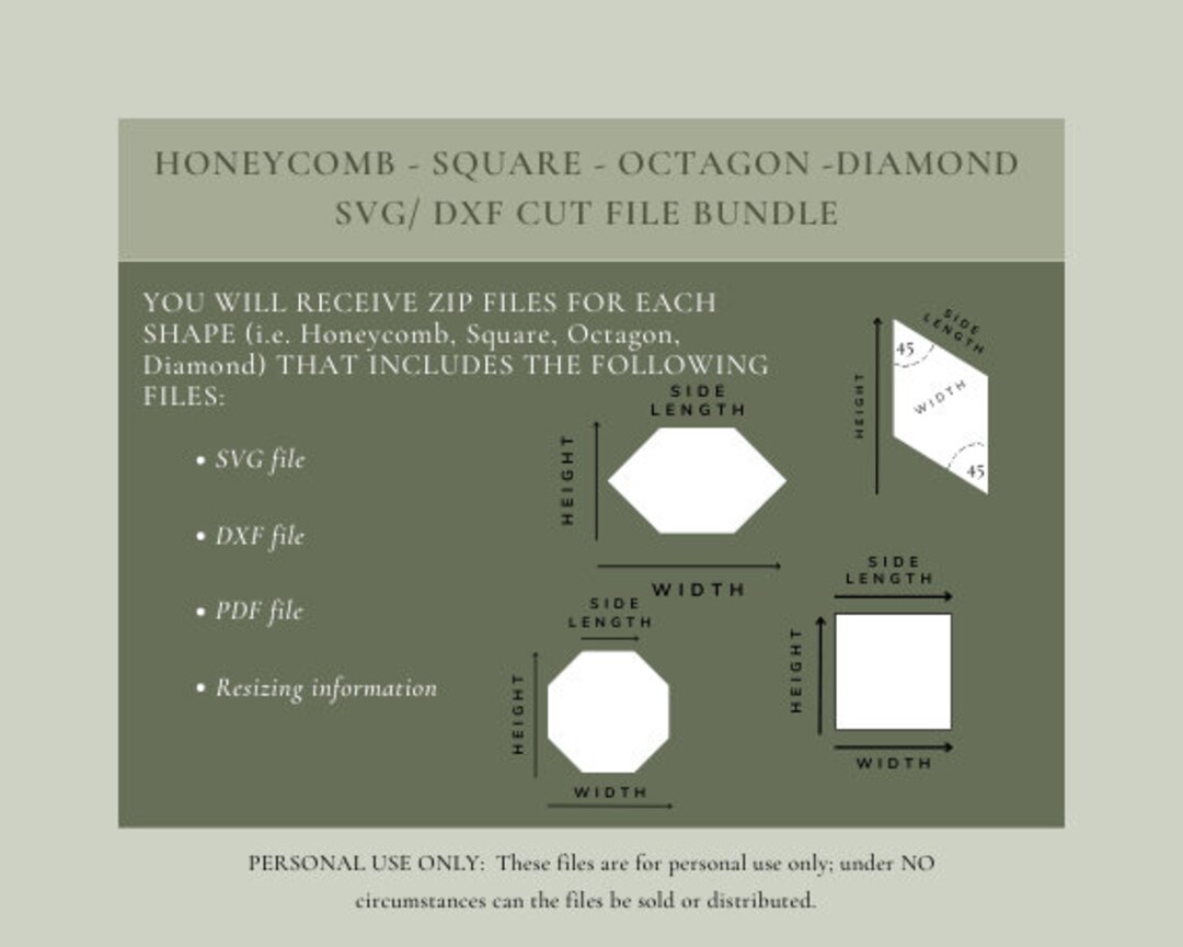 Honeycomb Square Octagon Diamond SVG DXF Cut File Bundle L Cricut L ...