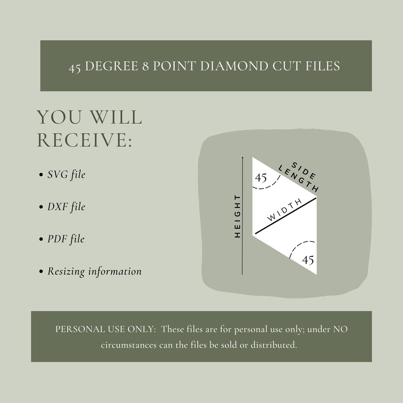 45 Degree 8 Point Diamond SVG DXF Cut Files English Paper - Etsy