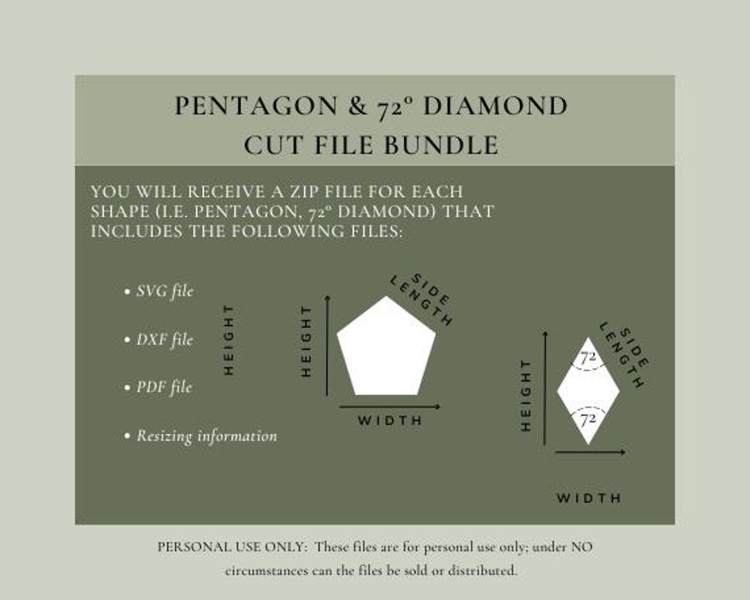Pentagon and 72 Degree Diamond SVG DXF Cut File Bundle L Cricut L ...