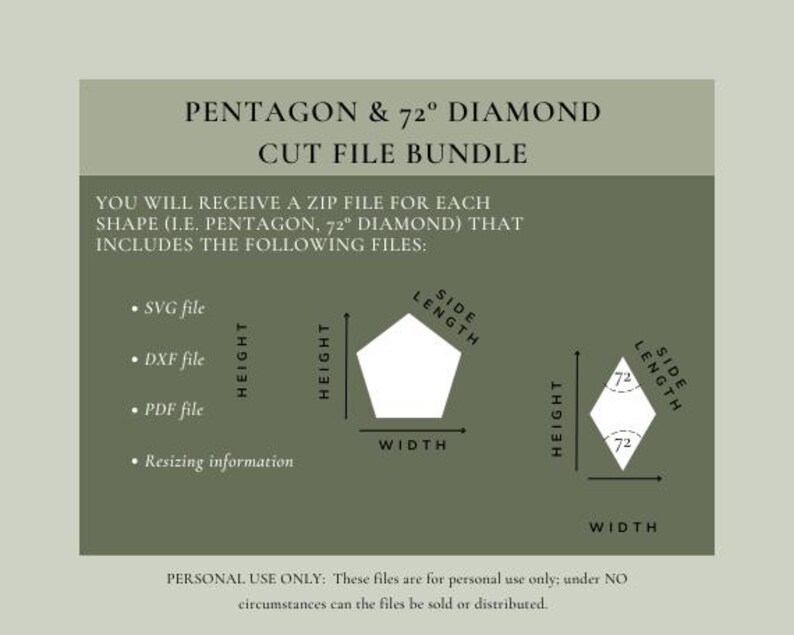 Pentagon and 72 Degree Diamond SVG DXF Cut File Bundle L Cricut L ...