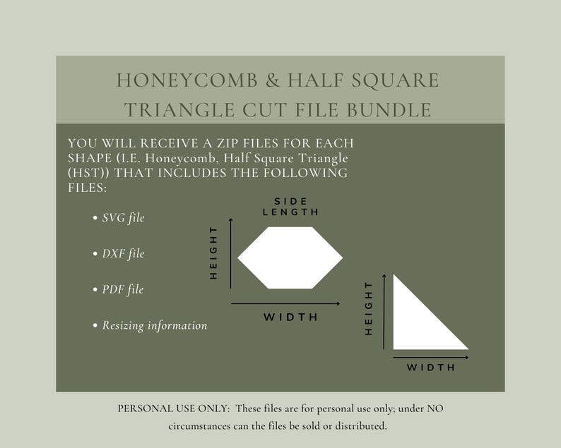 Honeycomb & Half Square Triangle (HST) SVG DXF Cut File Bundle L Cricut ...