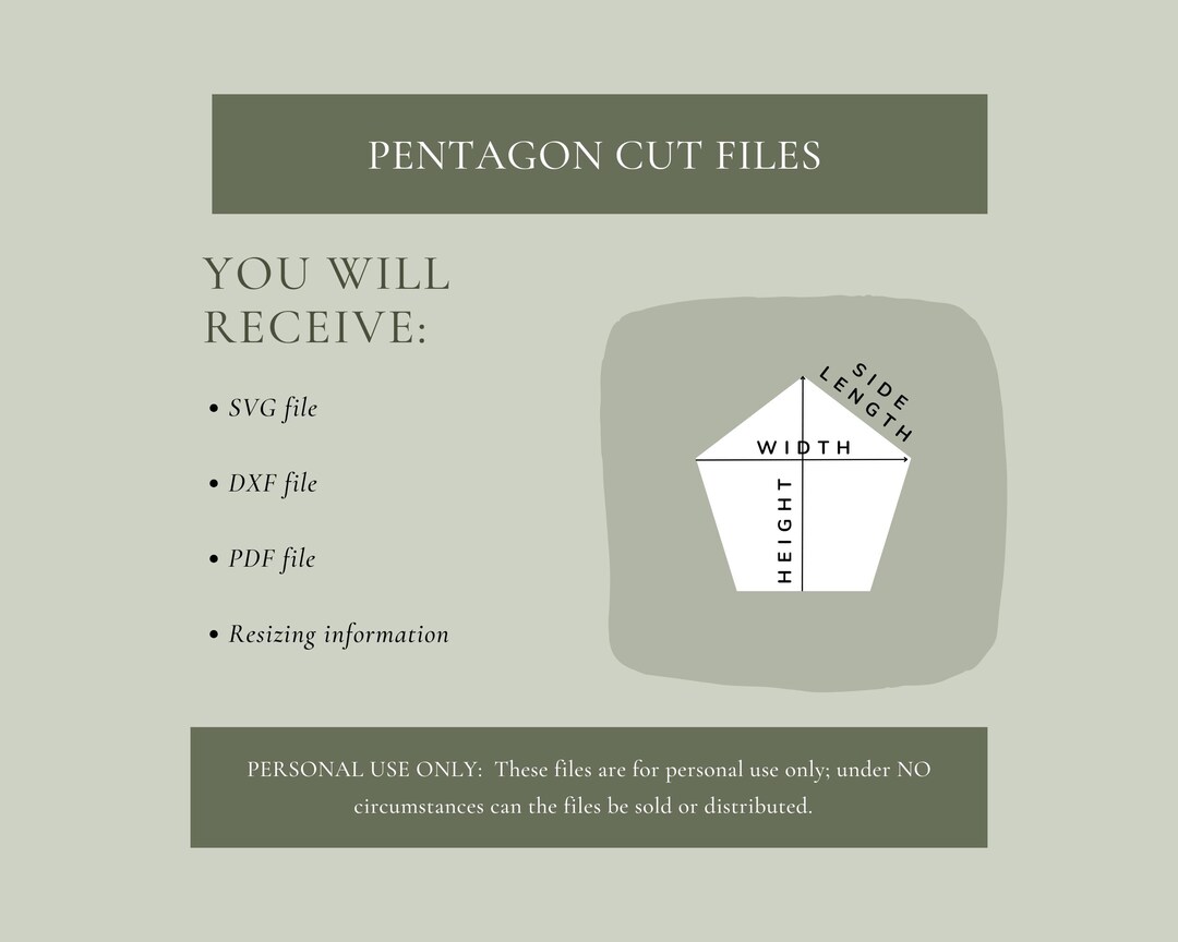 Pentagon Cut File: SVG DXF for Cricut or Silhouette (digital Download ...