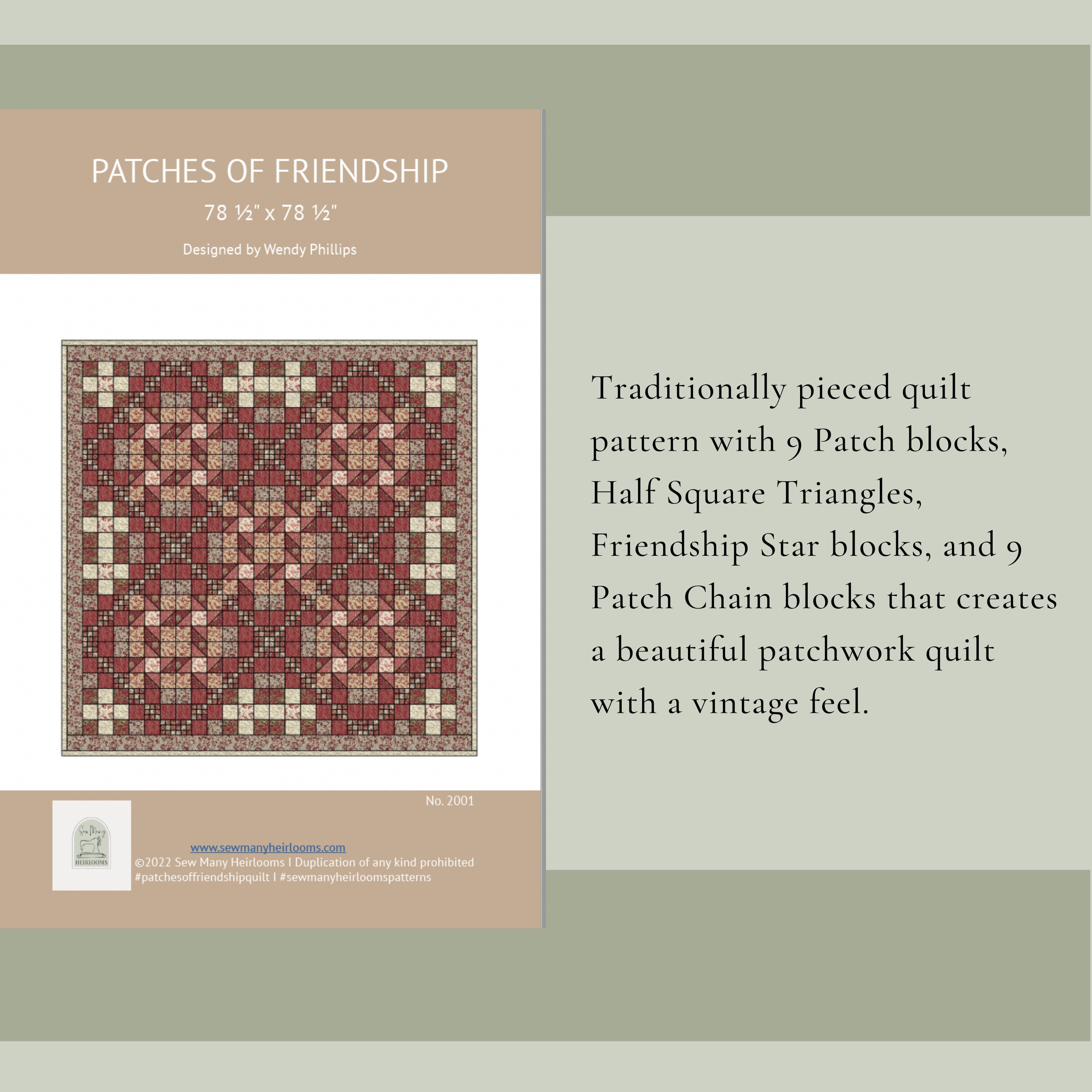 Patches of Friendship Quilt Pattern PDF - HST - Half Square Triangle ...