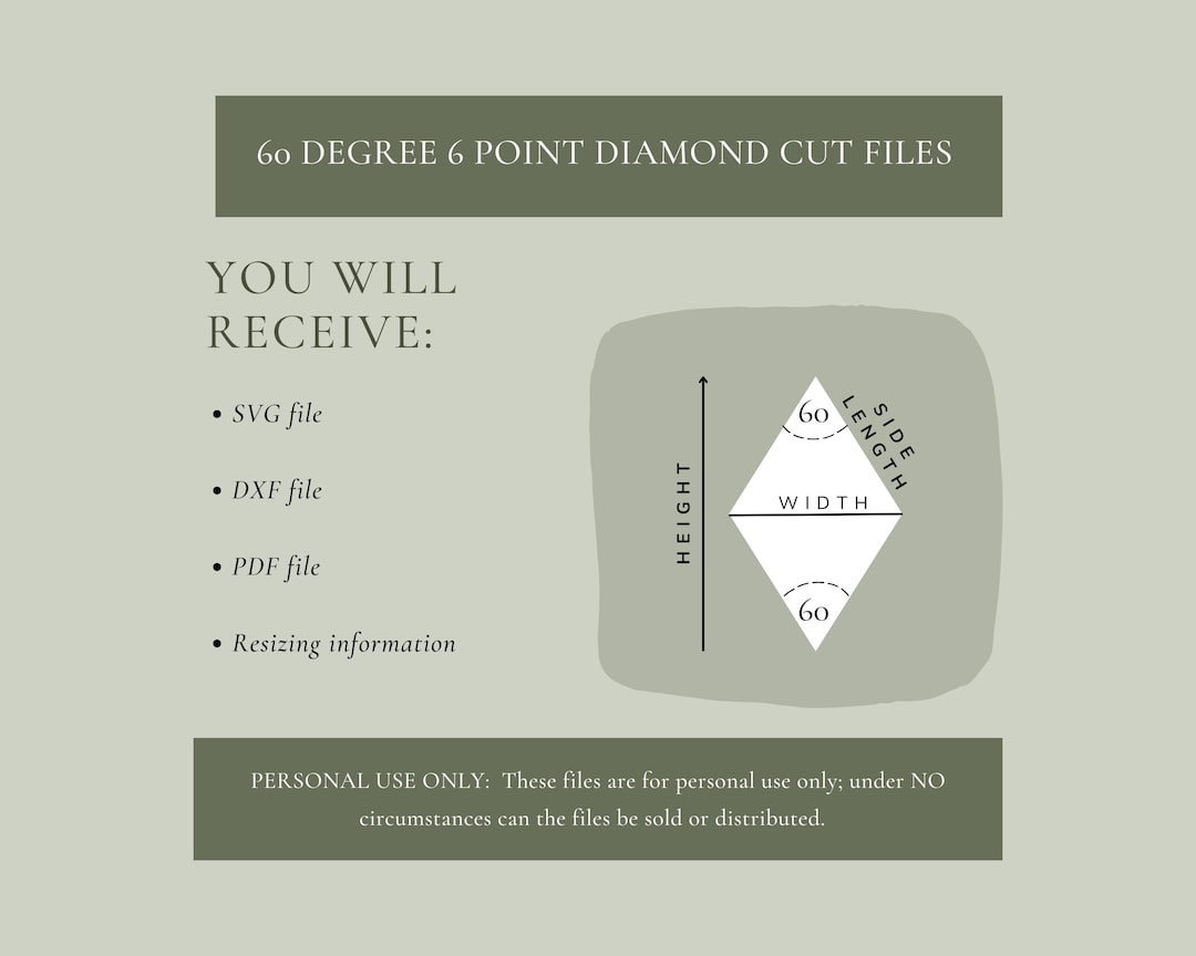 60 Degree Diamond SVG DXF Cut Files: for Cricut or Silhouette (digital ...