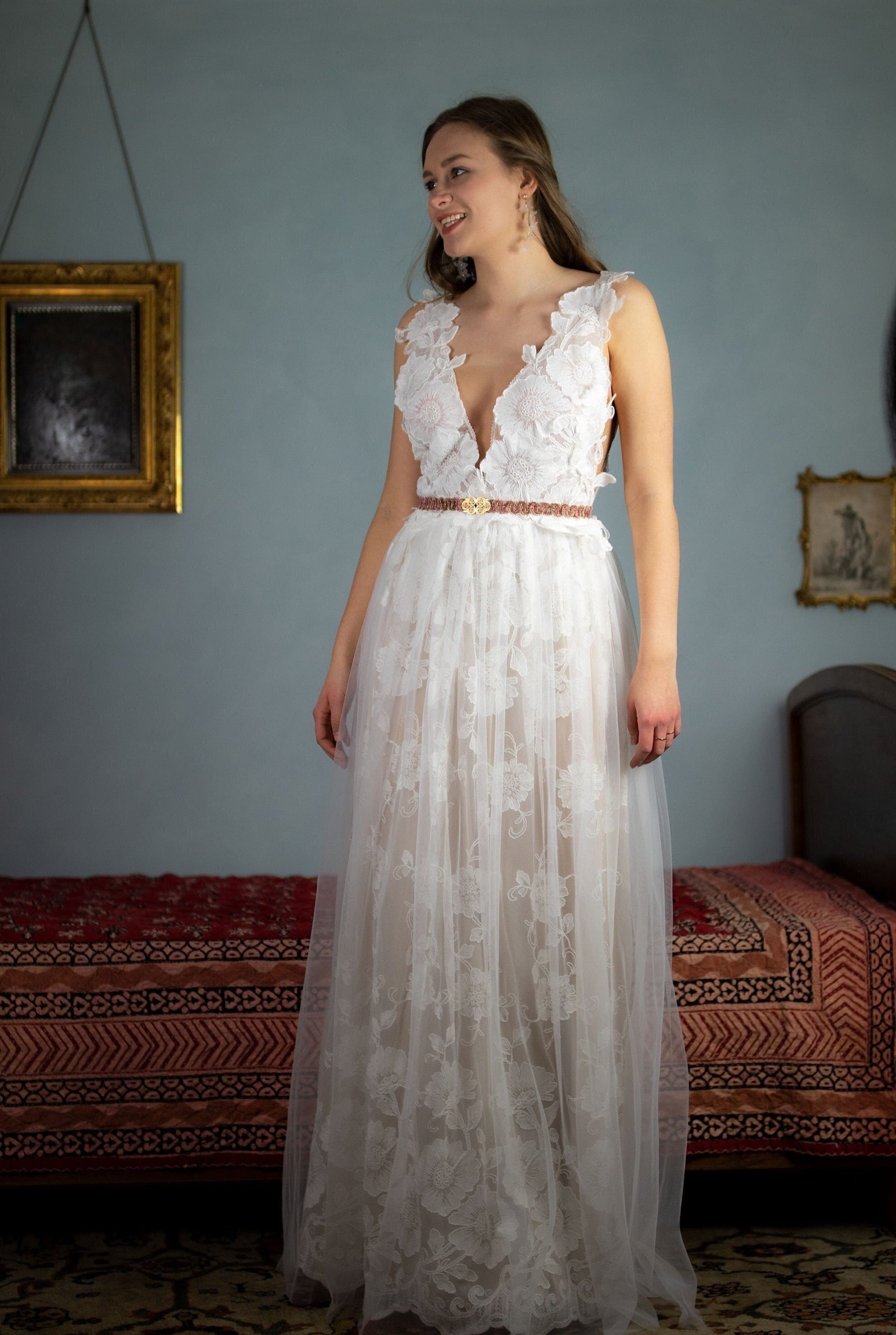 ELISE Wedding Dress Dress Bridal Wedding Embroidered - Etsy