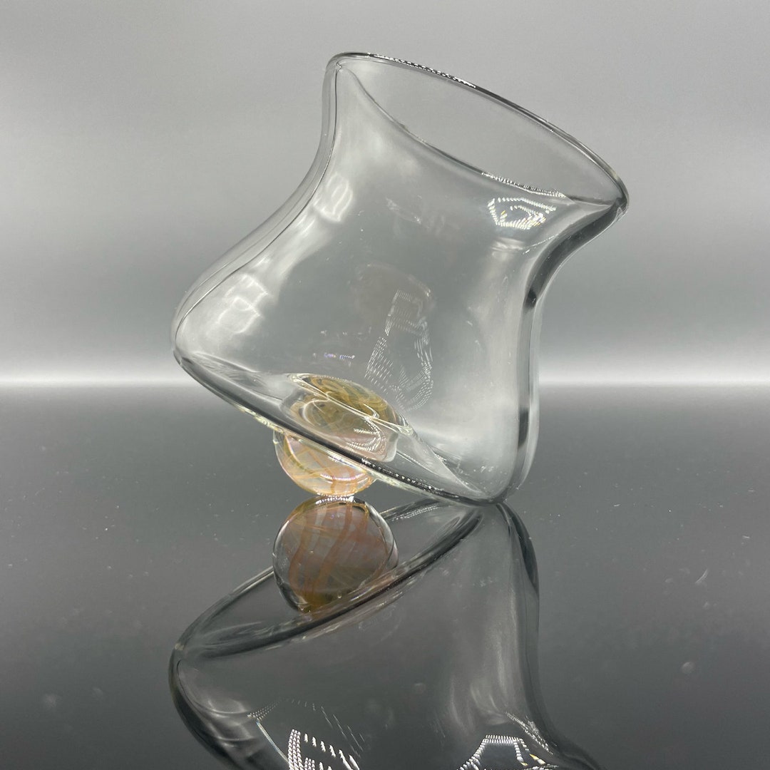 Handblown Silver & Gold Fumed Glass Aerating Whiskey Glass, Rotating ...