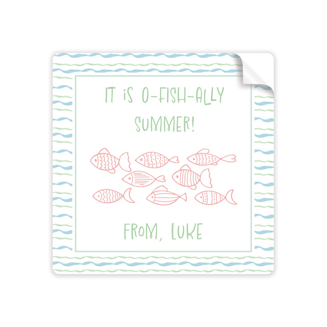 O-fish-ally Summer End of Year Sticker Personalized School ...