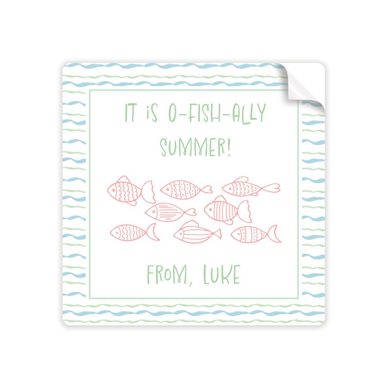 O-fish-ally Summer End of Year Sticker Personalized School ...