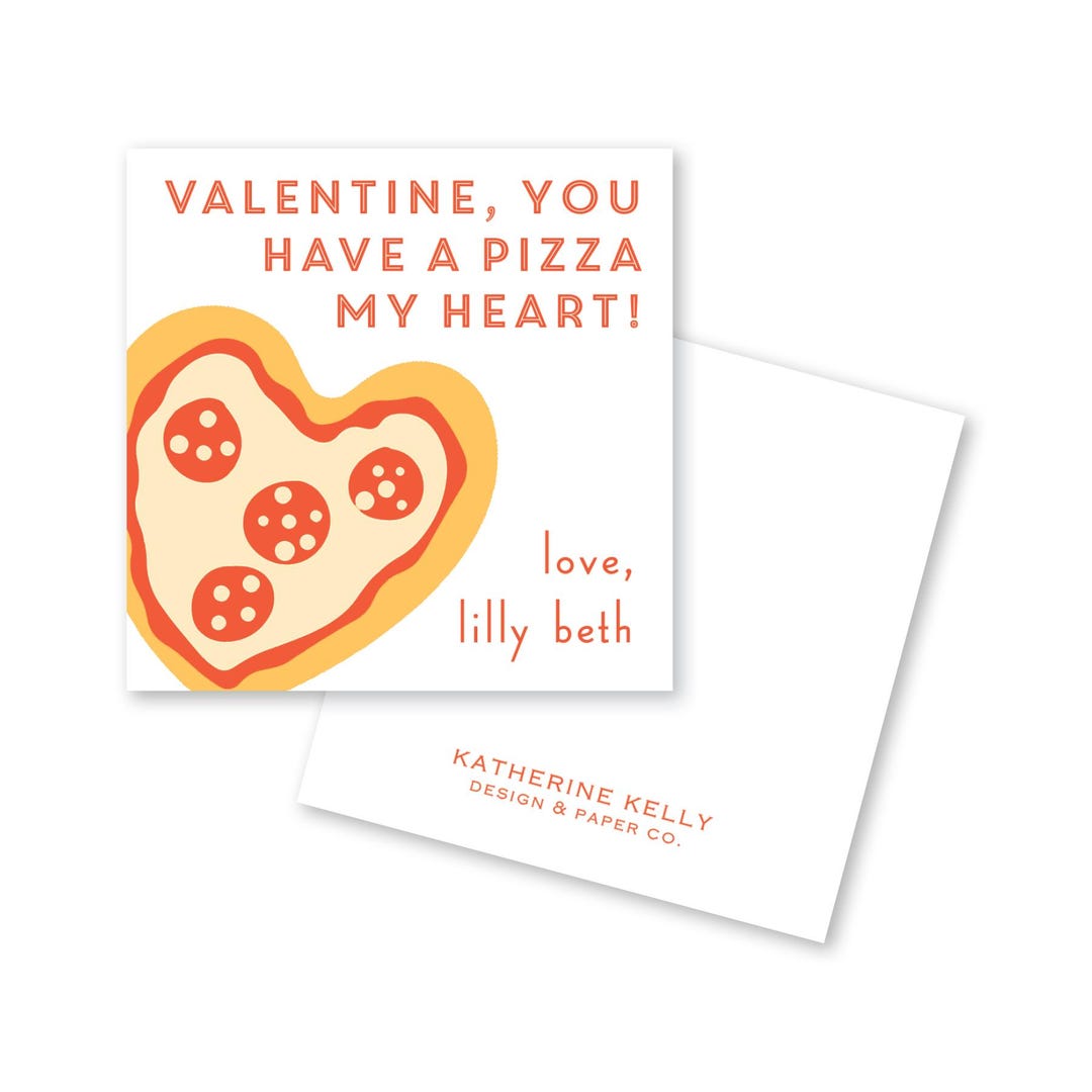 White Pizza Valentine's Day Tag | Printable Gift for Kids (personalized ...